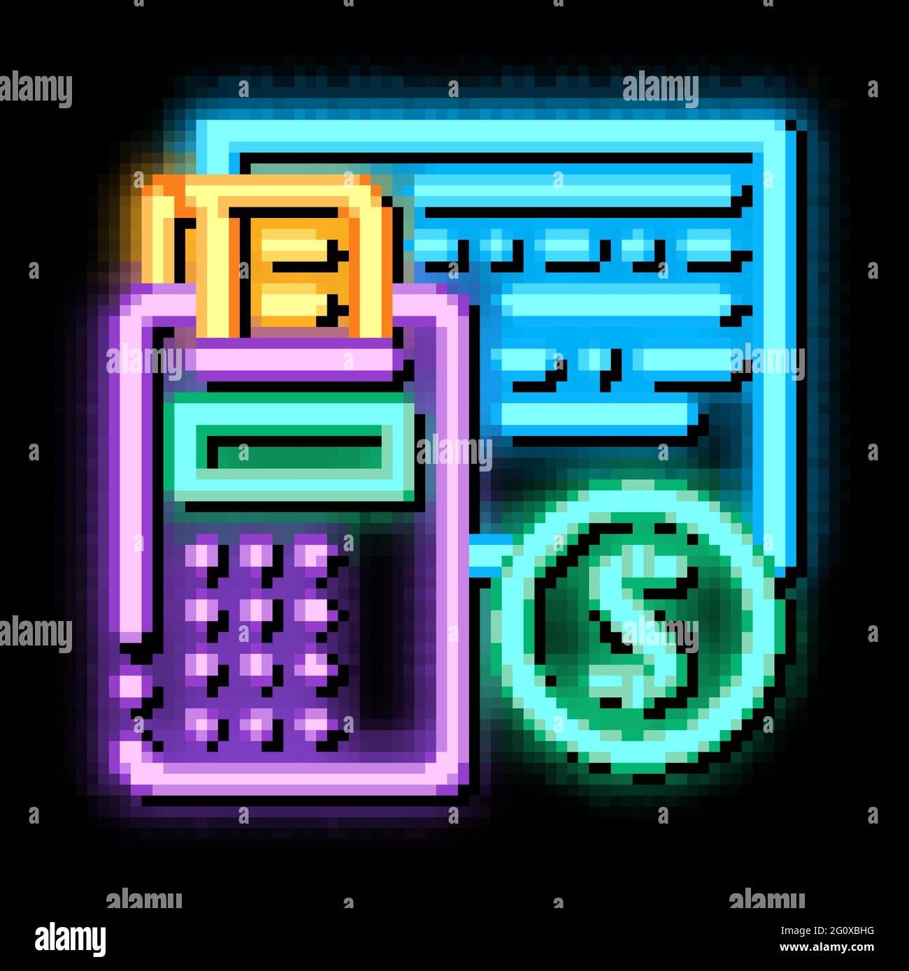 Calculator Coin neon glow icon illustration Stock Vector Image & Art ...