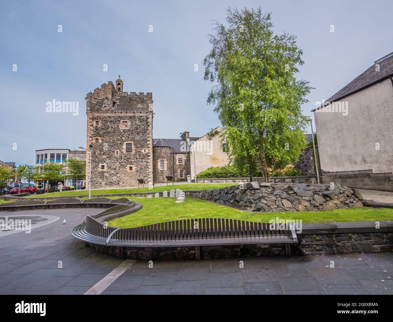 The image is of the medieval Castle-Keep Tower in the town centre of ...