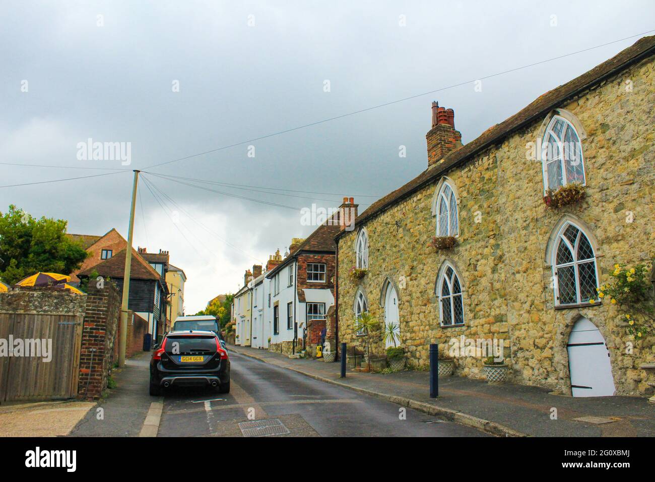 Street view of nice houses of Hythe-coastal market town on the edge of ...
