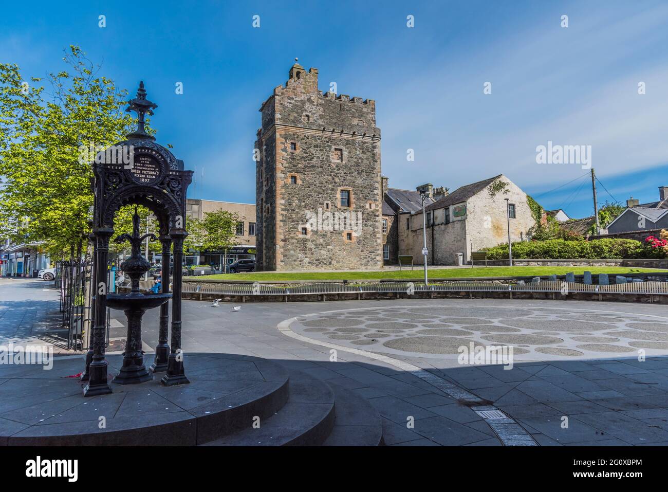The image is of the medieval Castle-Keep Tower in the town centre of ...