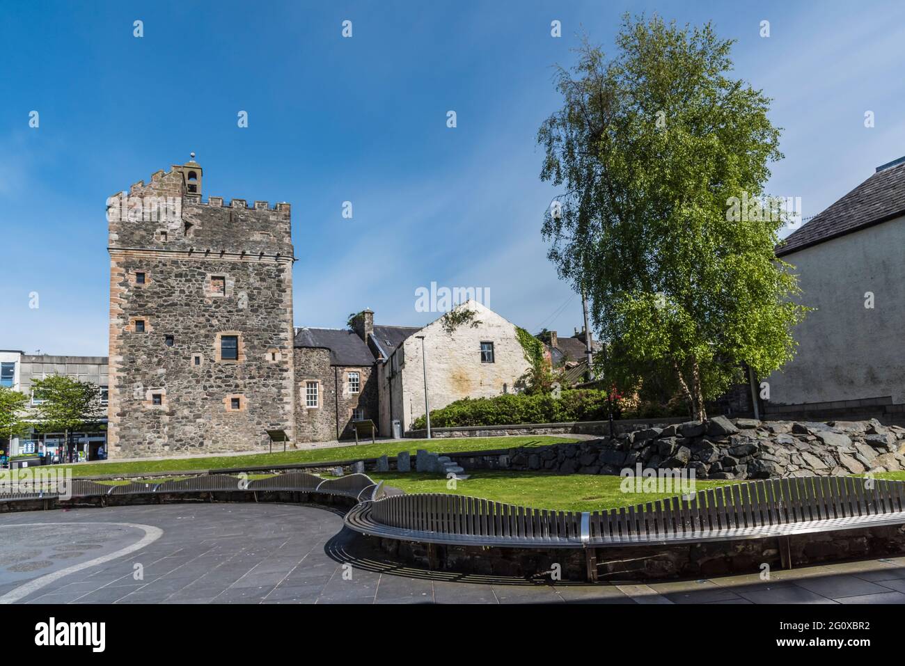 The image is of the medieval Castle-Keep Tower in the town centre of ...