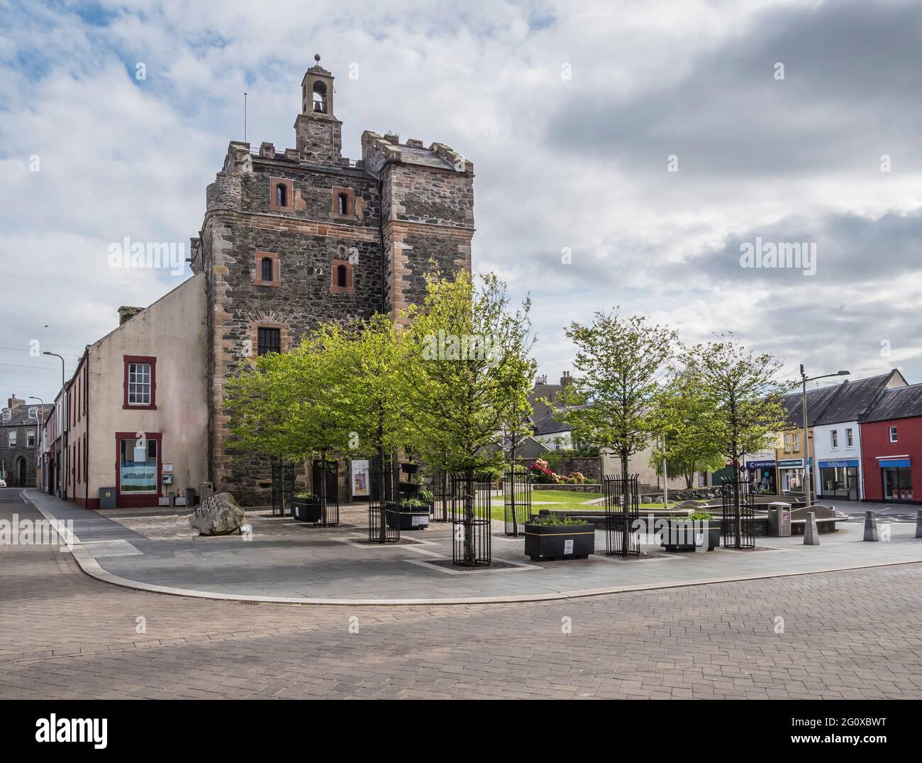 The image is of the medieval Castle-Keep Tower in the town centre of ...