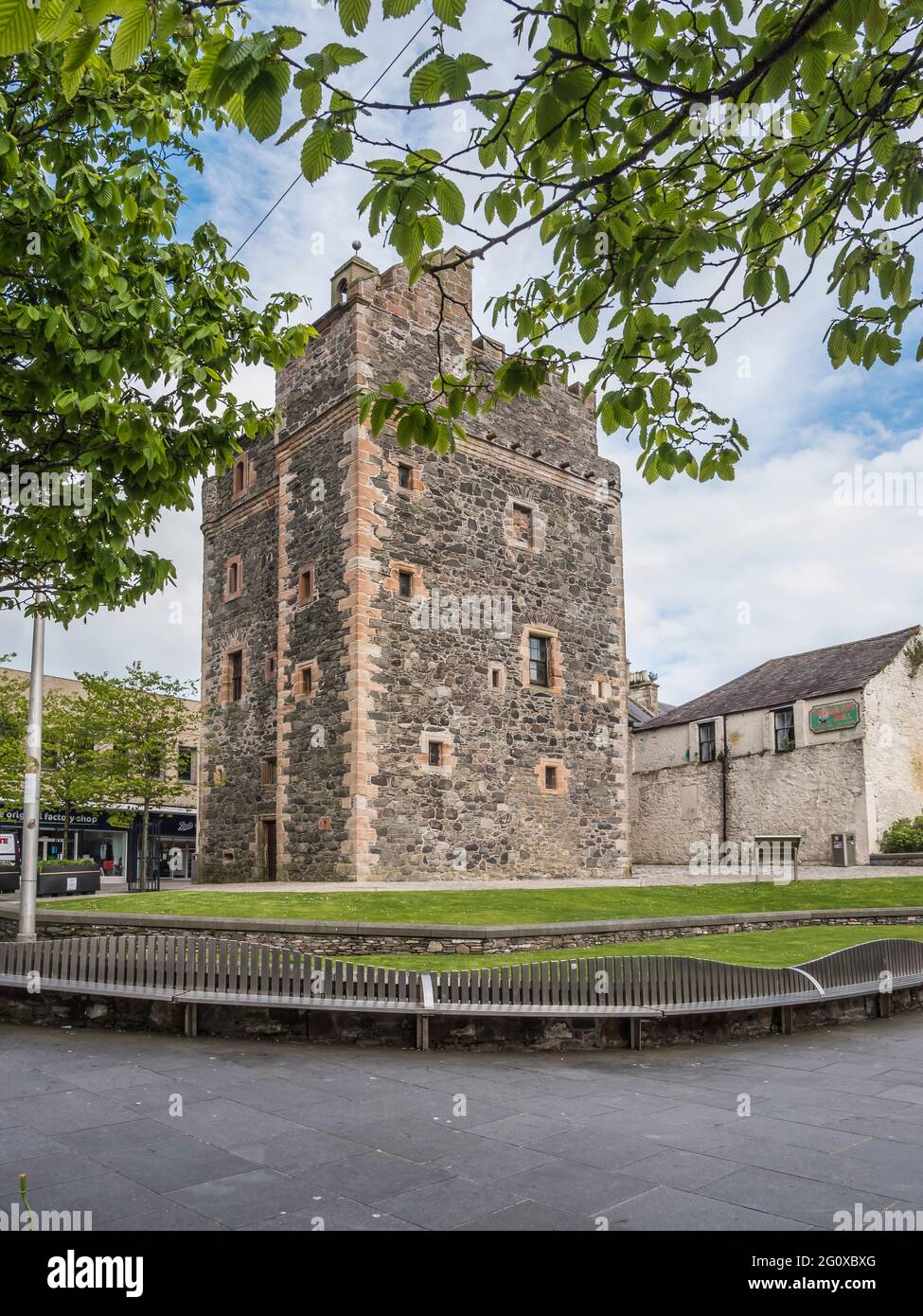 The image is of the medieval Castle-Keep Tower in the town centre of ...