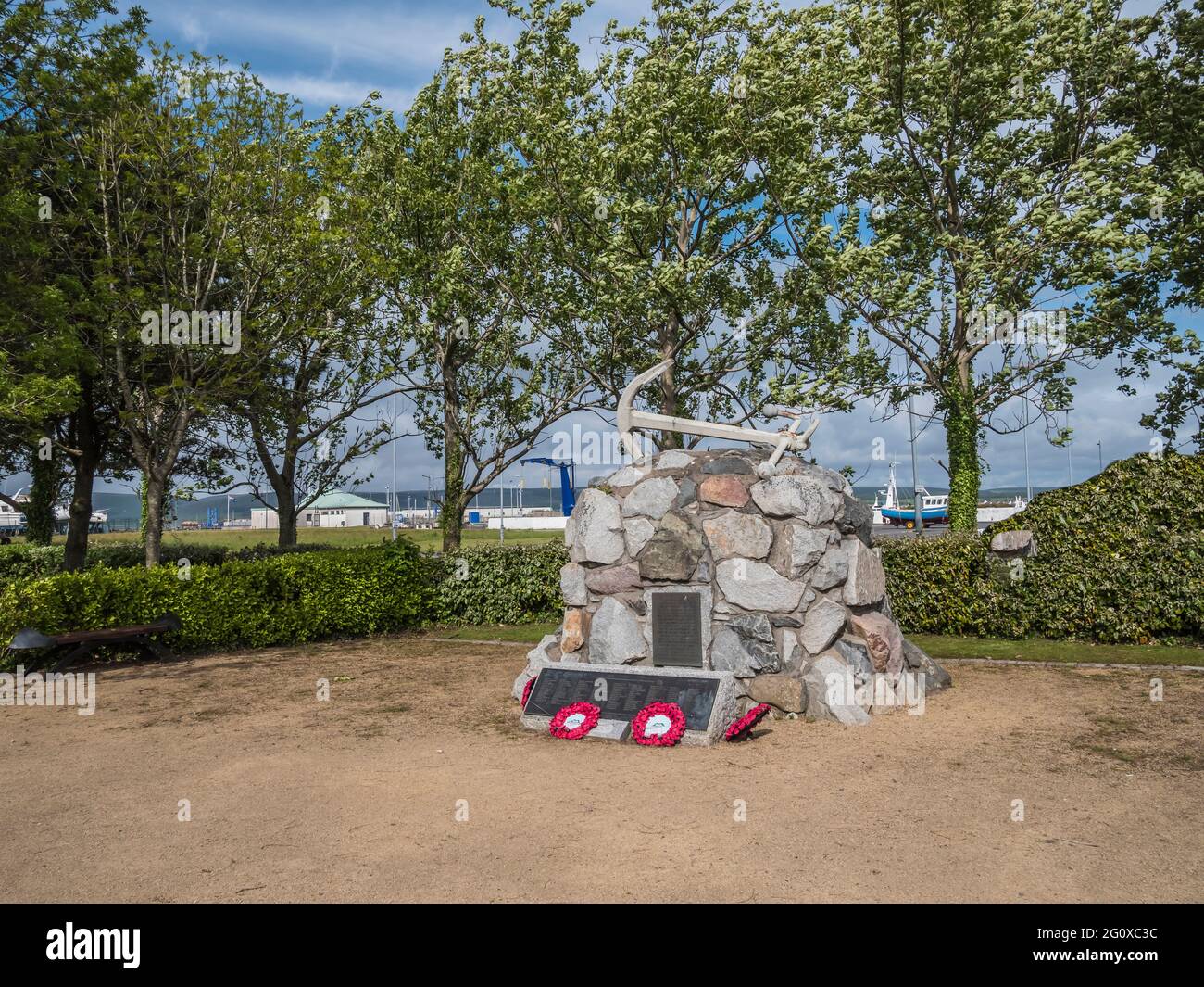 The image is of the memorial to the MV Princess Victoria that sank off ...