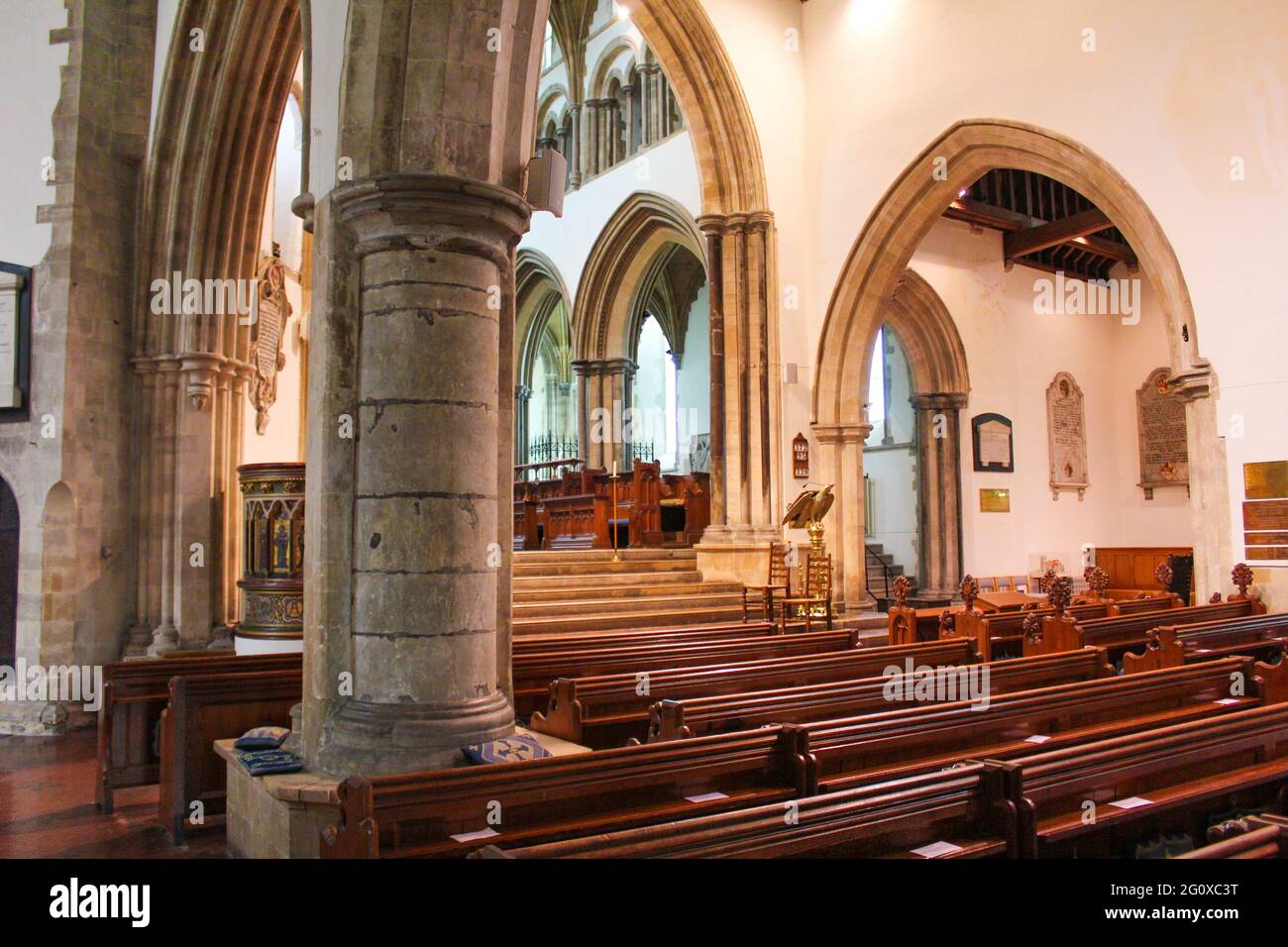 View of the interior of the medieval St Leonard's Church Hythe,ENGLAND ...