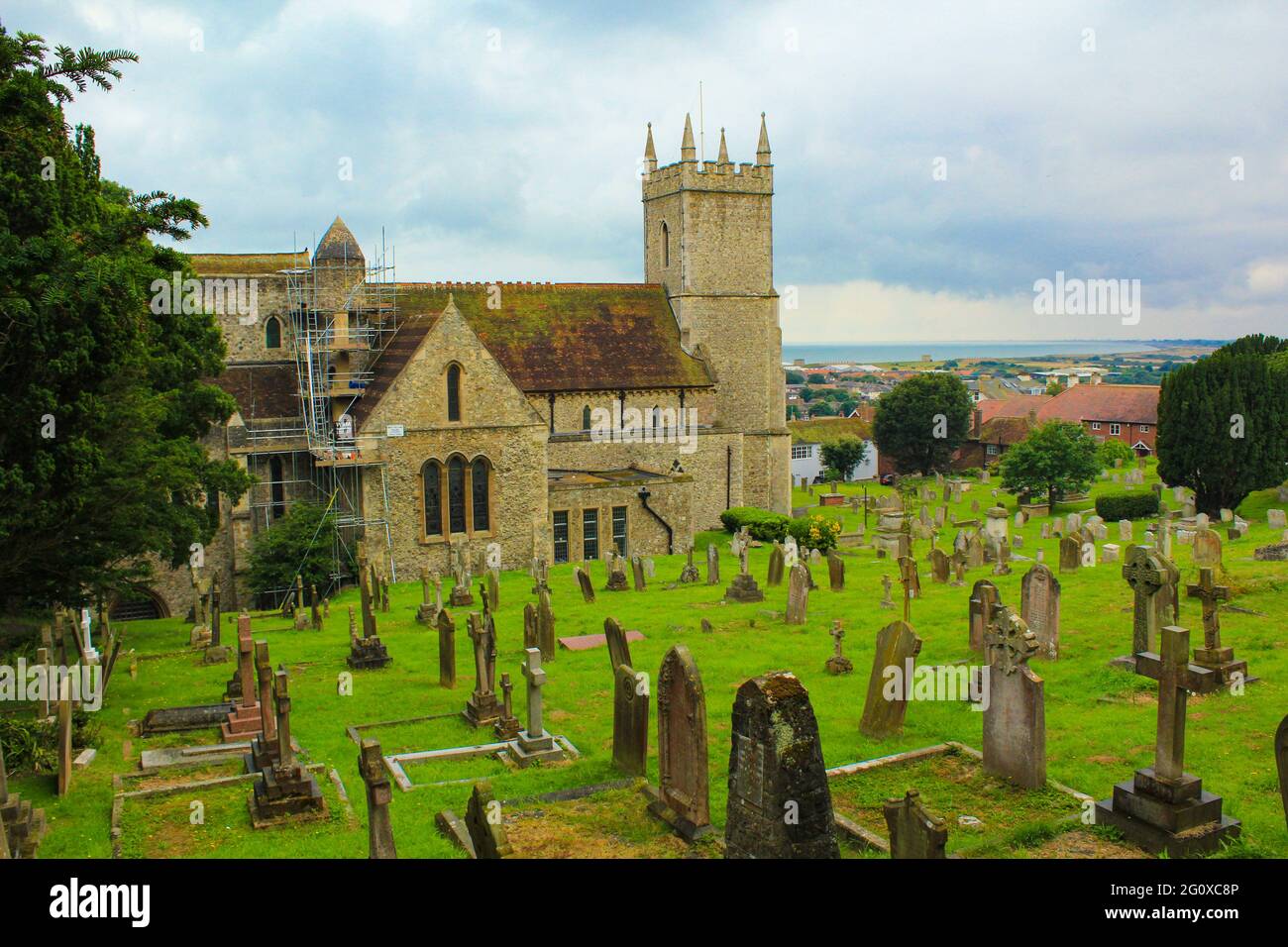View of medieval St Leonard's Church Hythe,ENGLAND Stock Photo - Alamy