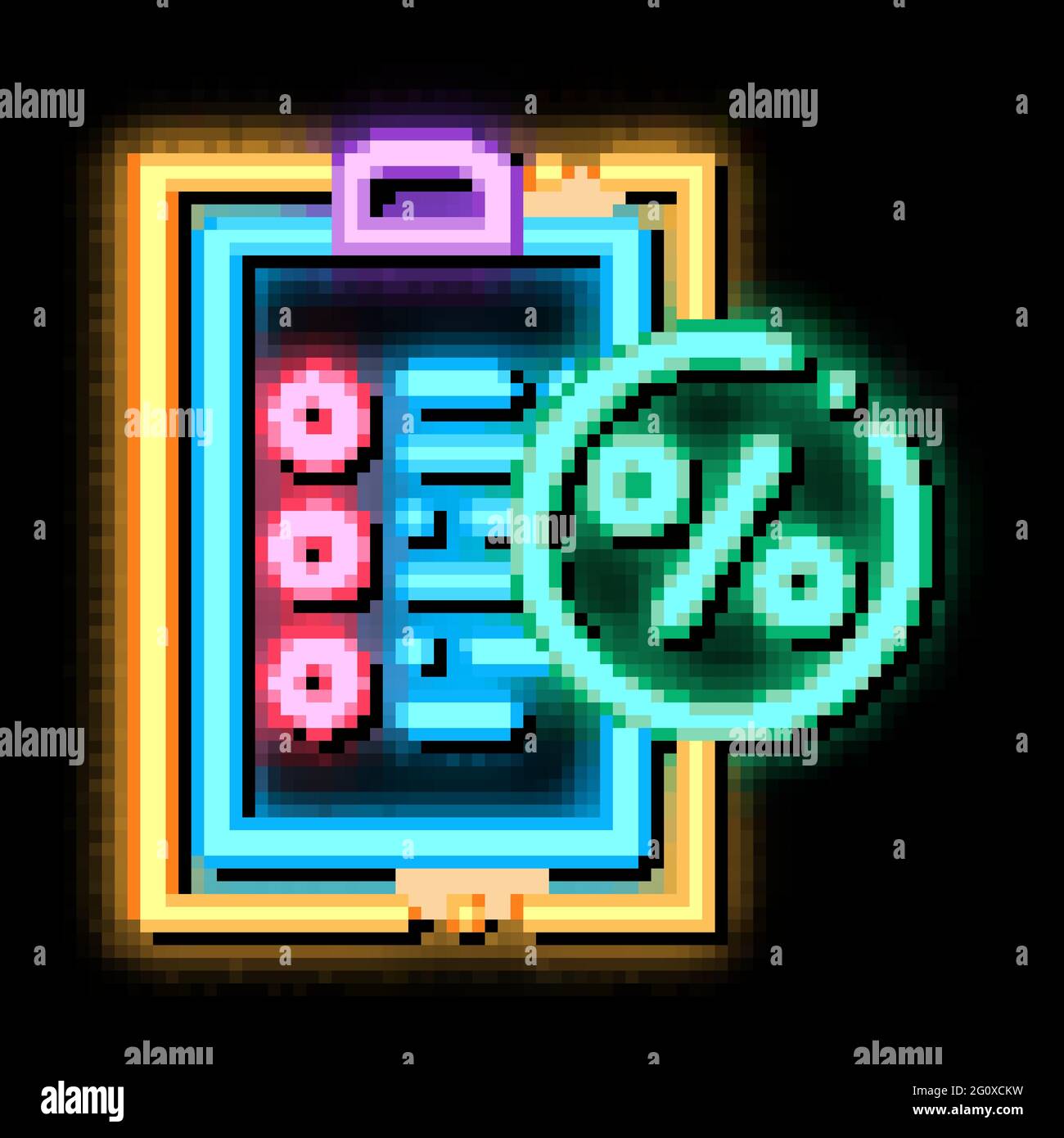 Checklist Percent neon glow icon illustration Stock Vector Image & Art ...