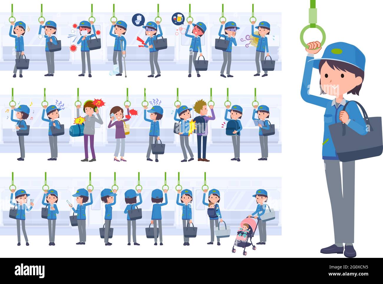 A set of Delivery woman on the train.It's vector art so easy to edit ...