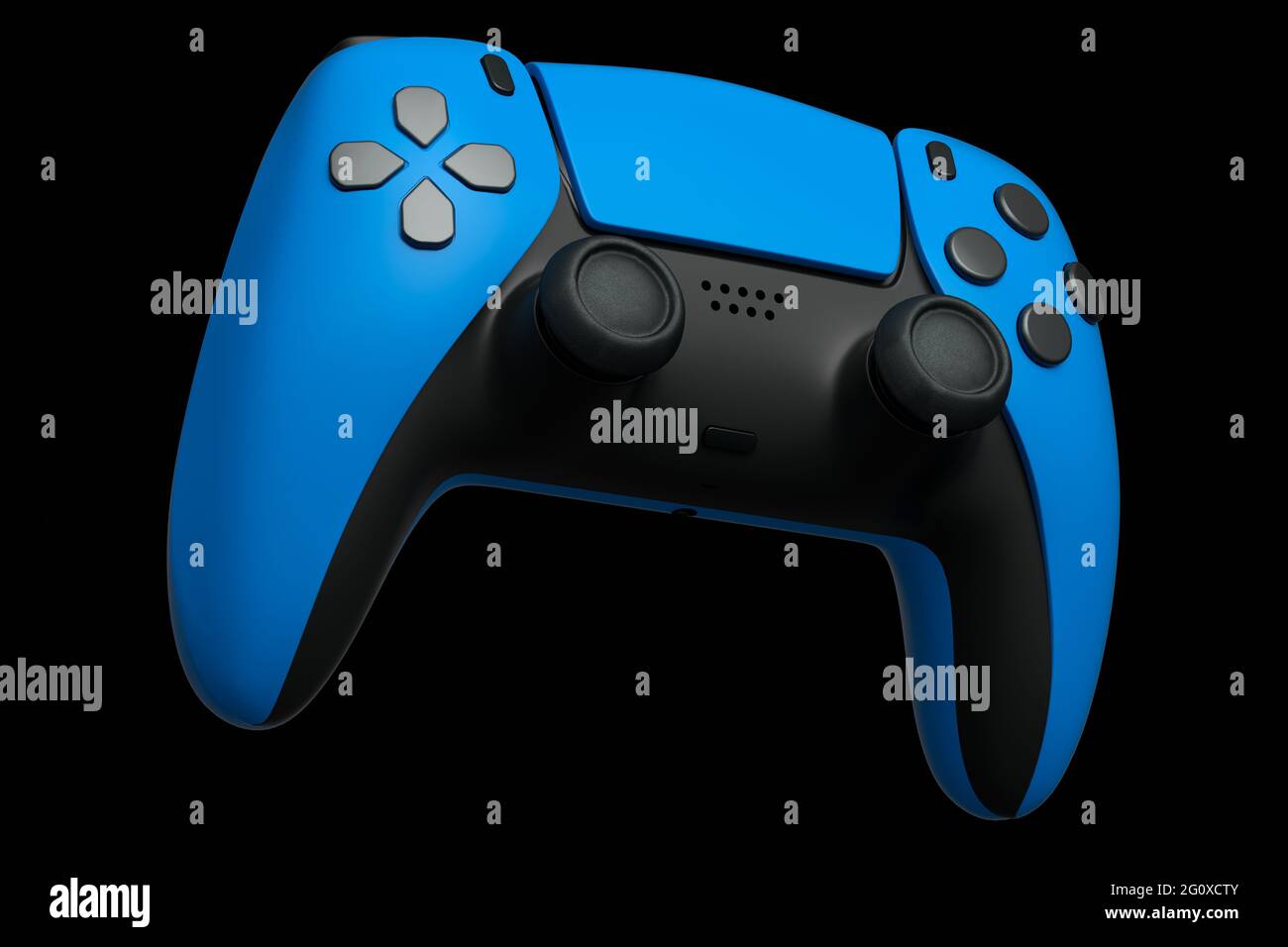 Realistic blue joystick for video game controller on black background ...