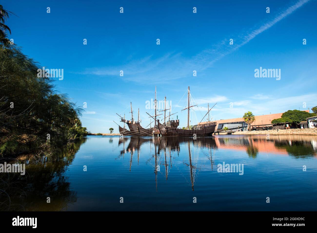 A replica of the ships sailed by Christopher Columbus in 1492 Stock ...