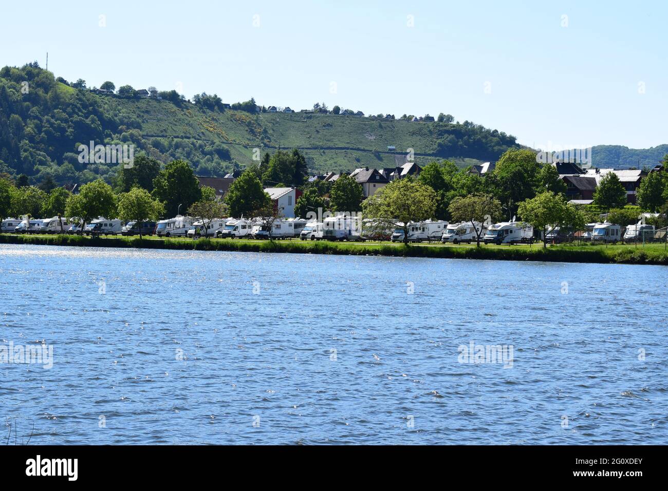 waterfront camping Minheim an der Mosel Stock Photo - Alamy