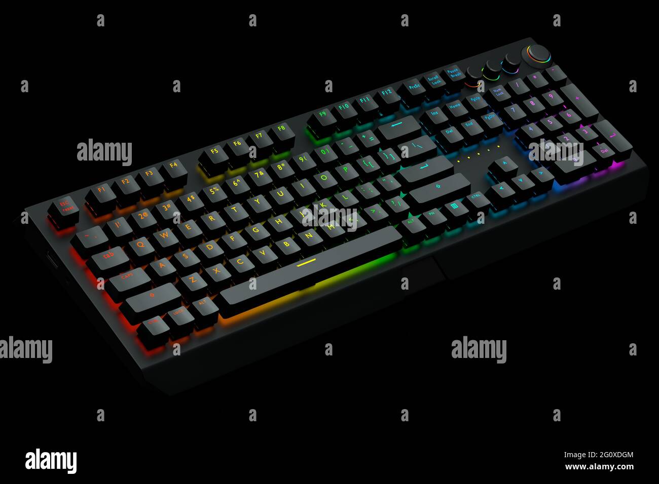 Computer keyboard with rgb colors isolated on black background Stock ...
