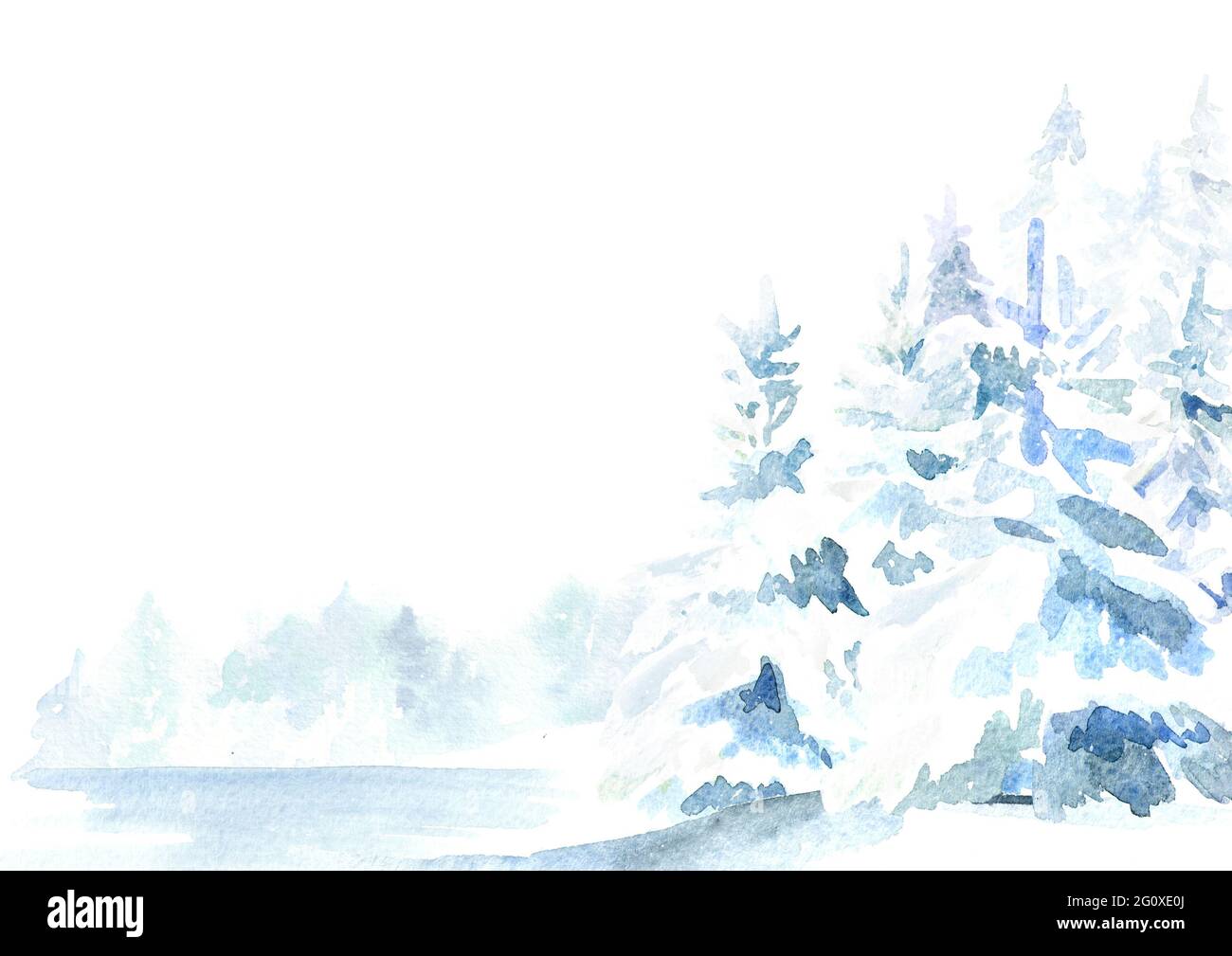 Winter forest background. Watercolor hand drawn illustration Stock ...