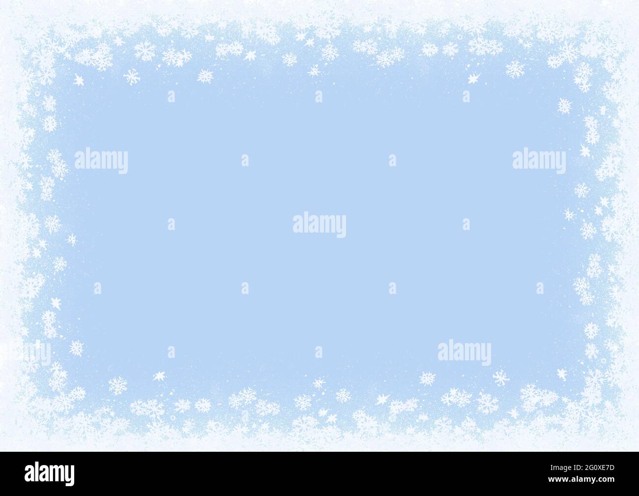 Blue winter snowfall watercolor frame for your design. Hand drawn ...