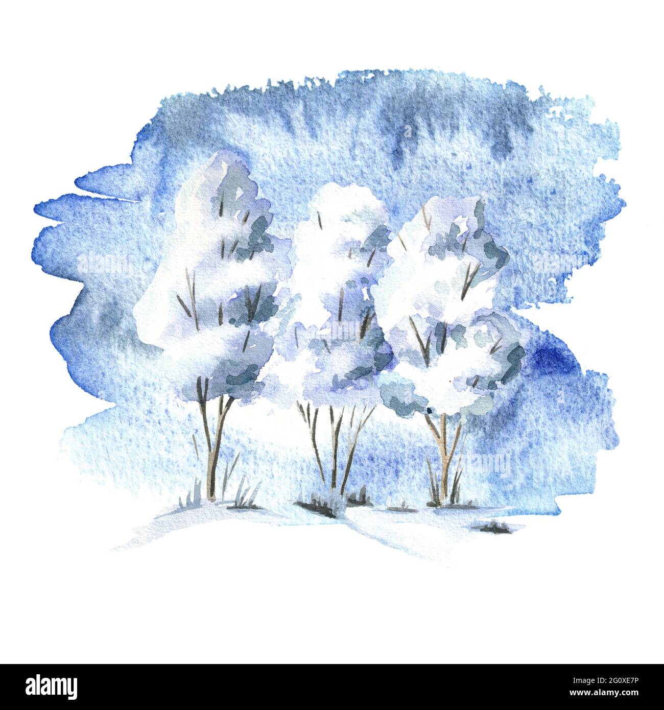 Winter Tree Drawing With Snow