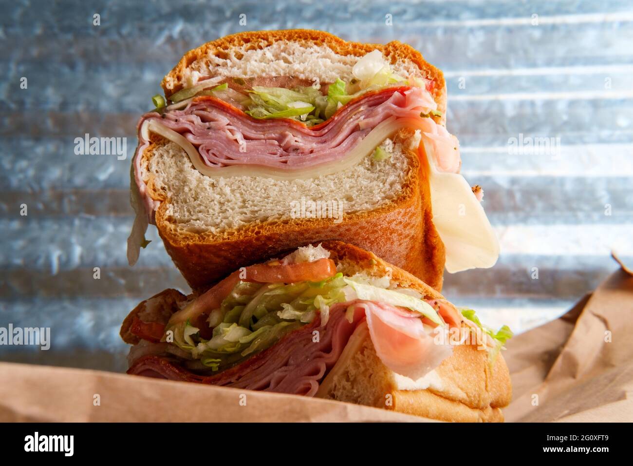 Italian sub sandwich with provolone cheese ham prosciuttini cappacuolo ...