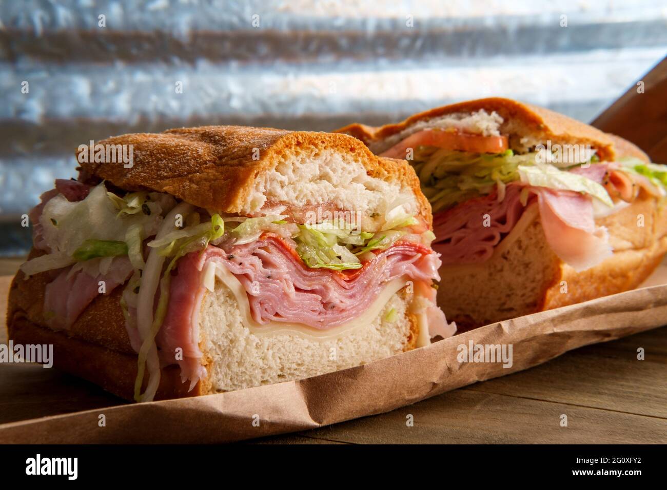 Italian sub sandwich with provolone cheese ham prosciuttini cappacuolo ...