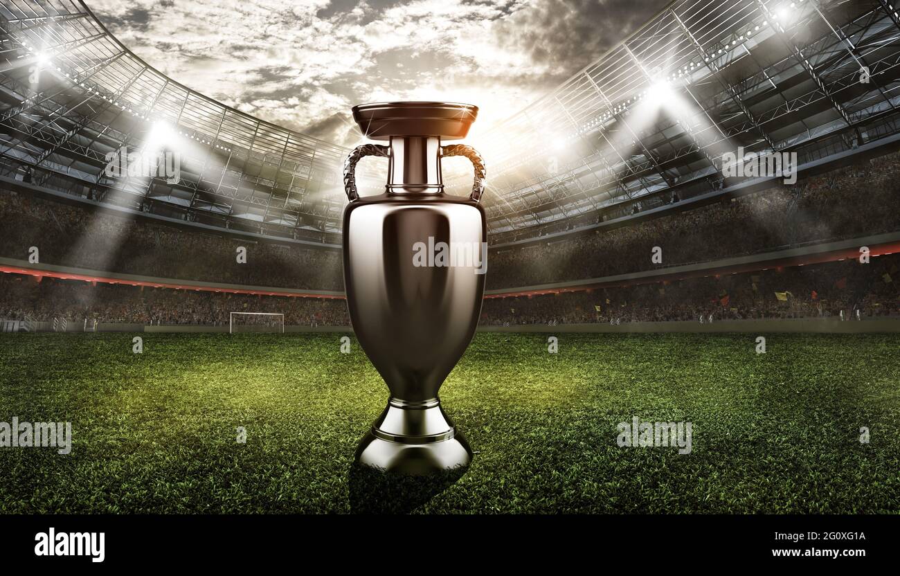 Trophy for the winning team of the championship in the center of the ...