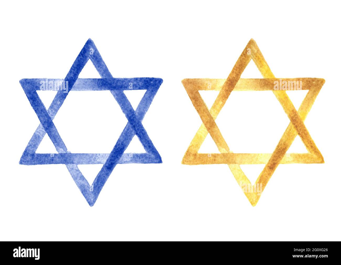 Star of David, Israel symbol. Hand drawn watercolor illustration ...