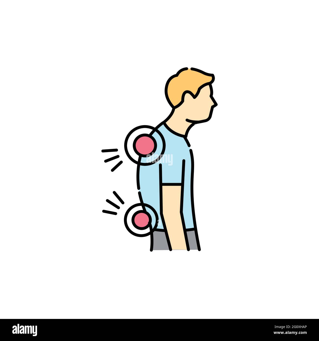 Back and posture problems. olor line icon. Computer-induced medical ...