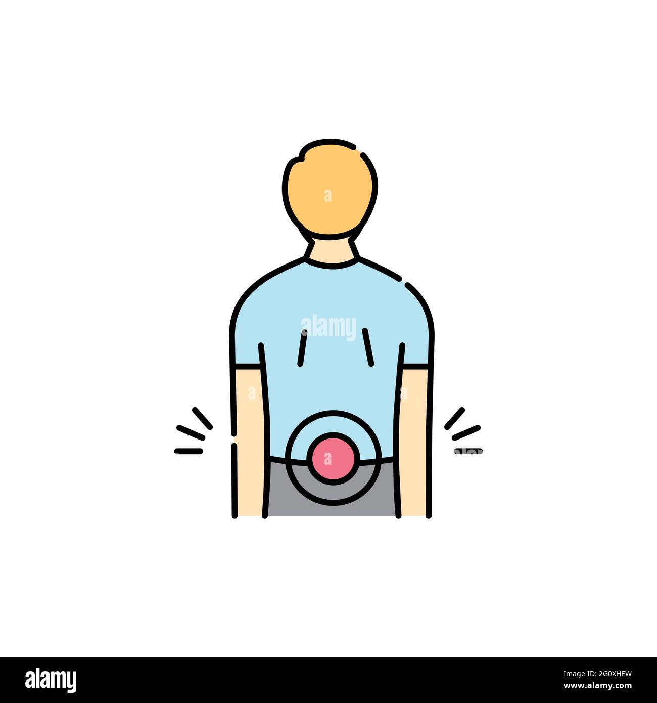 Back pain olor line icon. Computer-induced medical problem. Pictogram ...