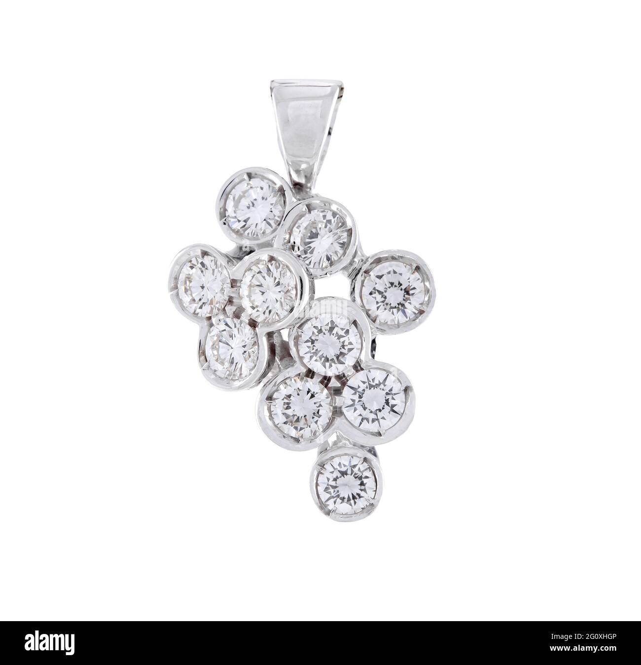 Closeup shot of a beautiful diamond pendant isolated on a white ...