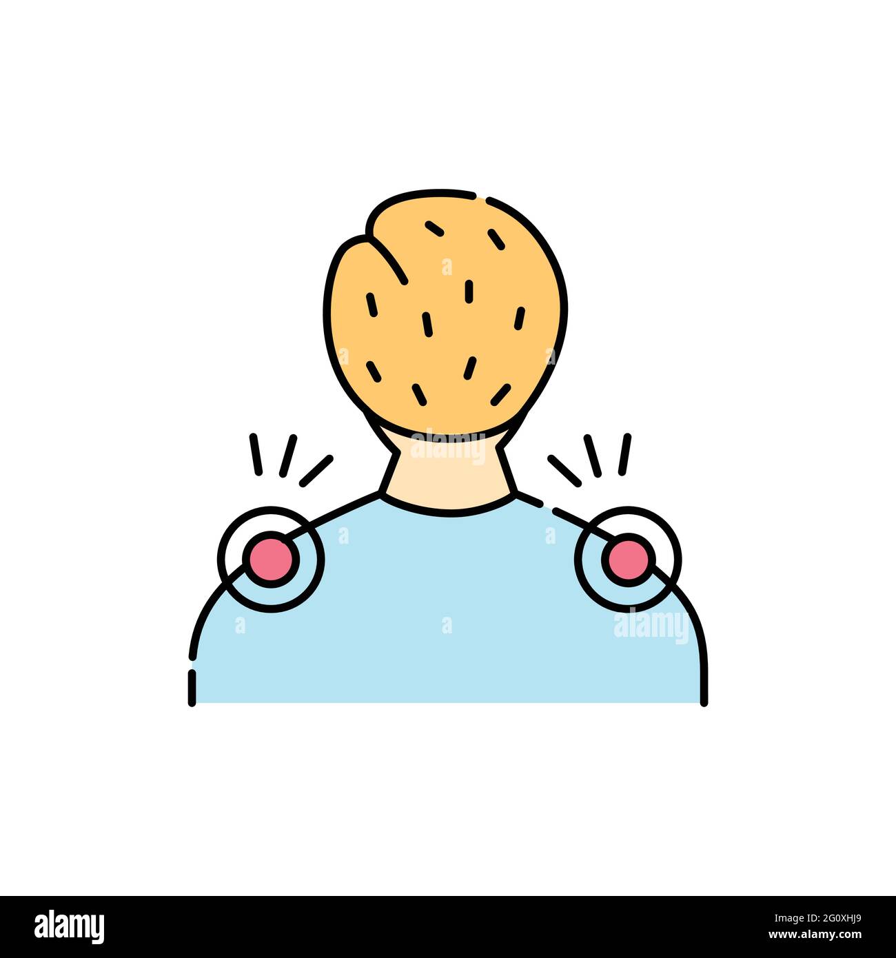 Pain in the neck and shoulders olor line icon. Computer-induced medical ...