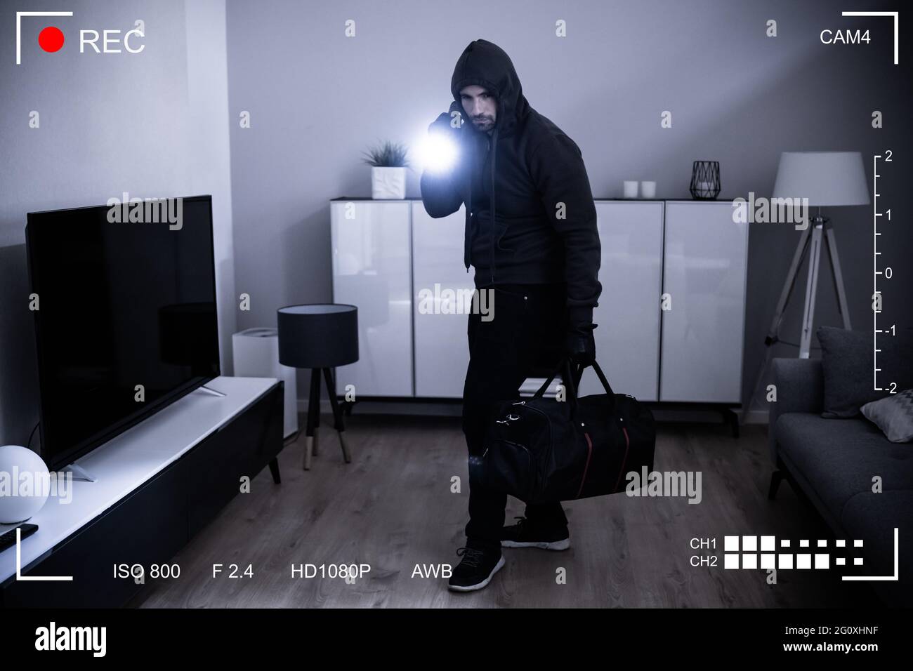 CCTV Video Surveillance Camera Showing Intruder Thief Stock Photo - Alamy