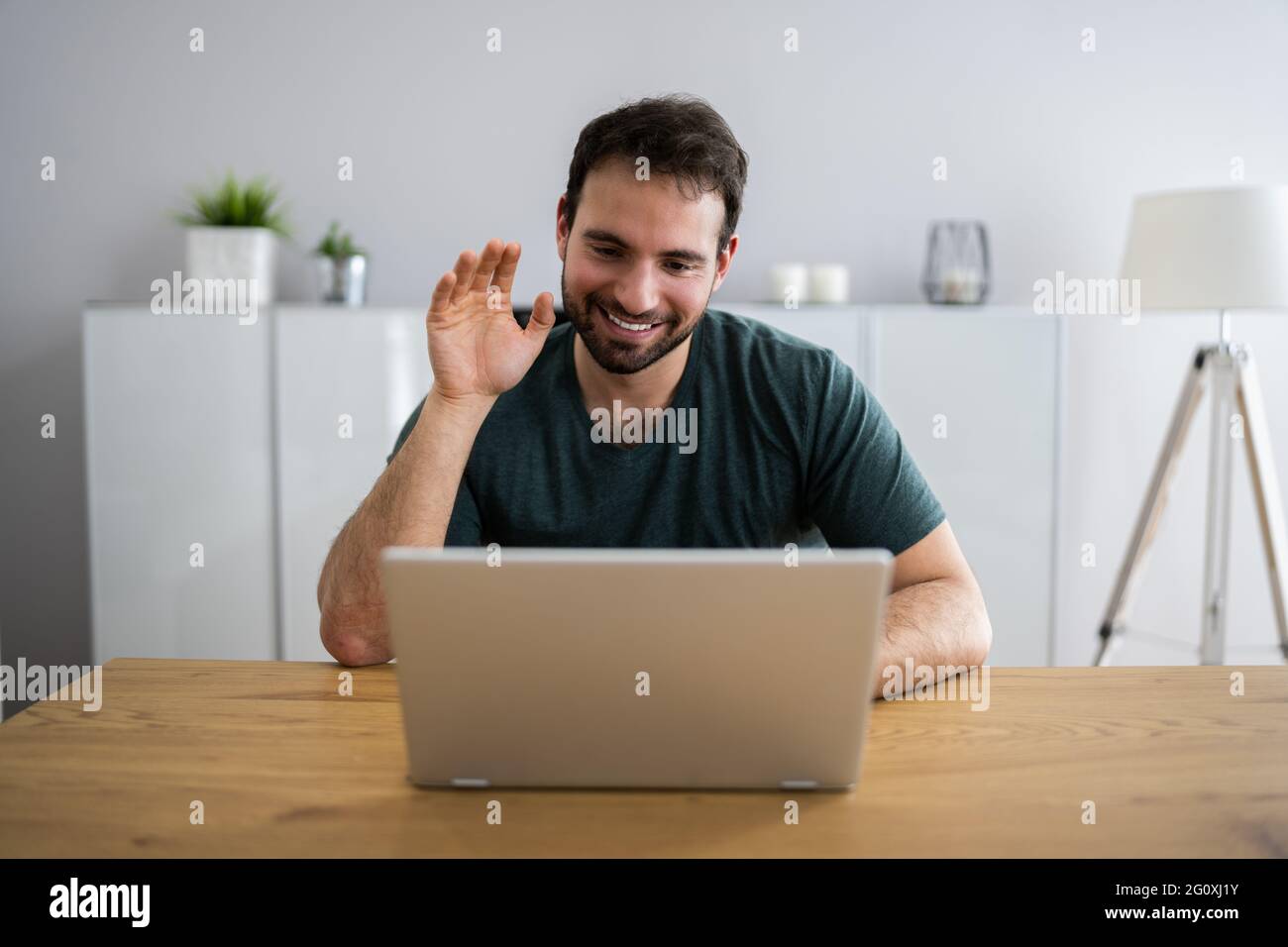 Virtual Online Remote Video Call With Staff Manager Stock Photo - Alamy