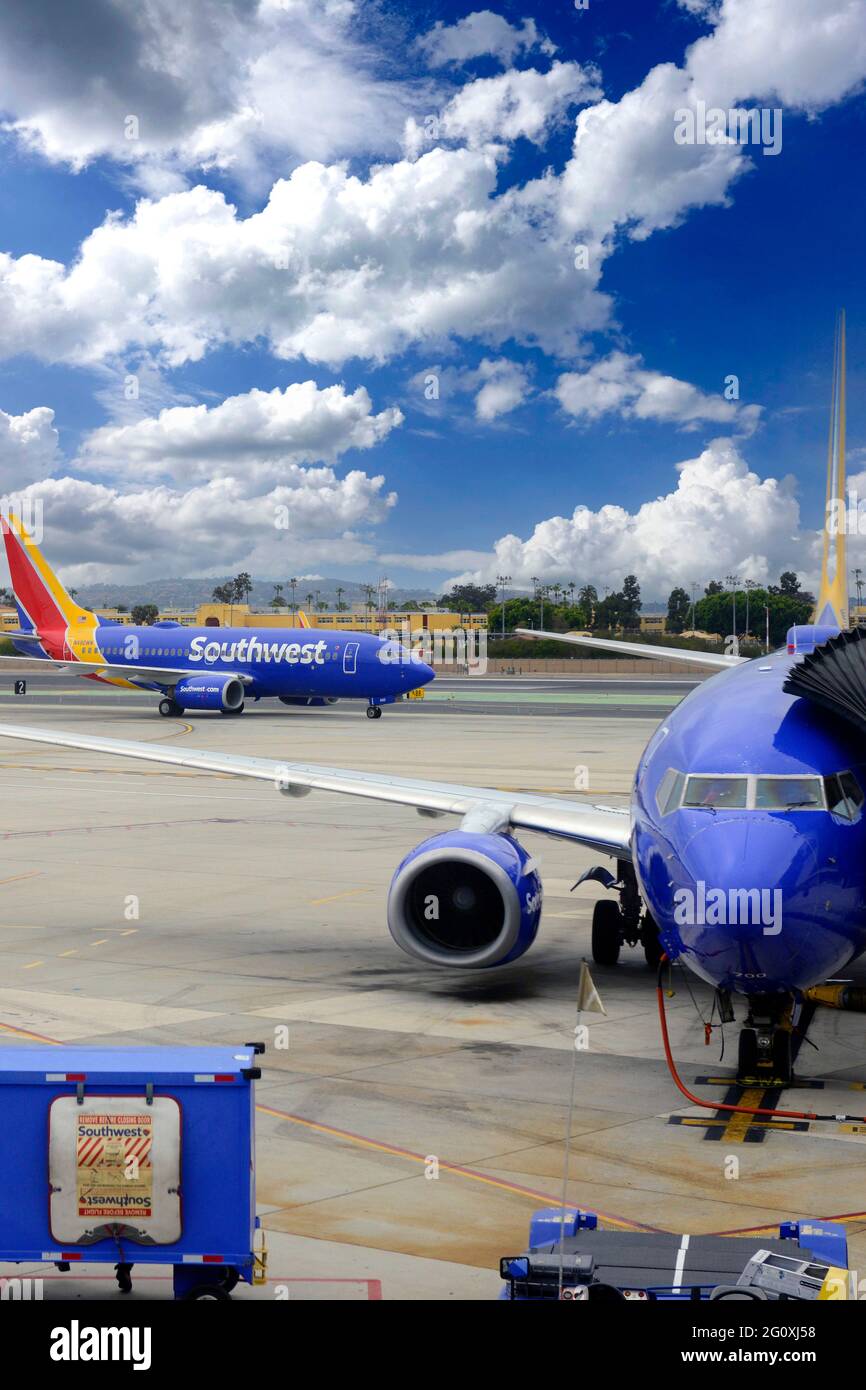 Southwest Airlines Boeing 737 at the gate readying for departure from ...