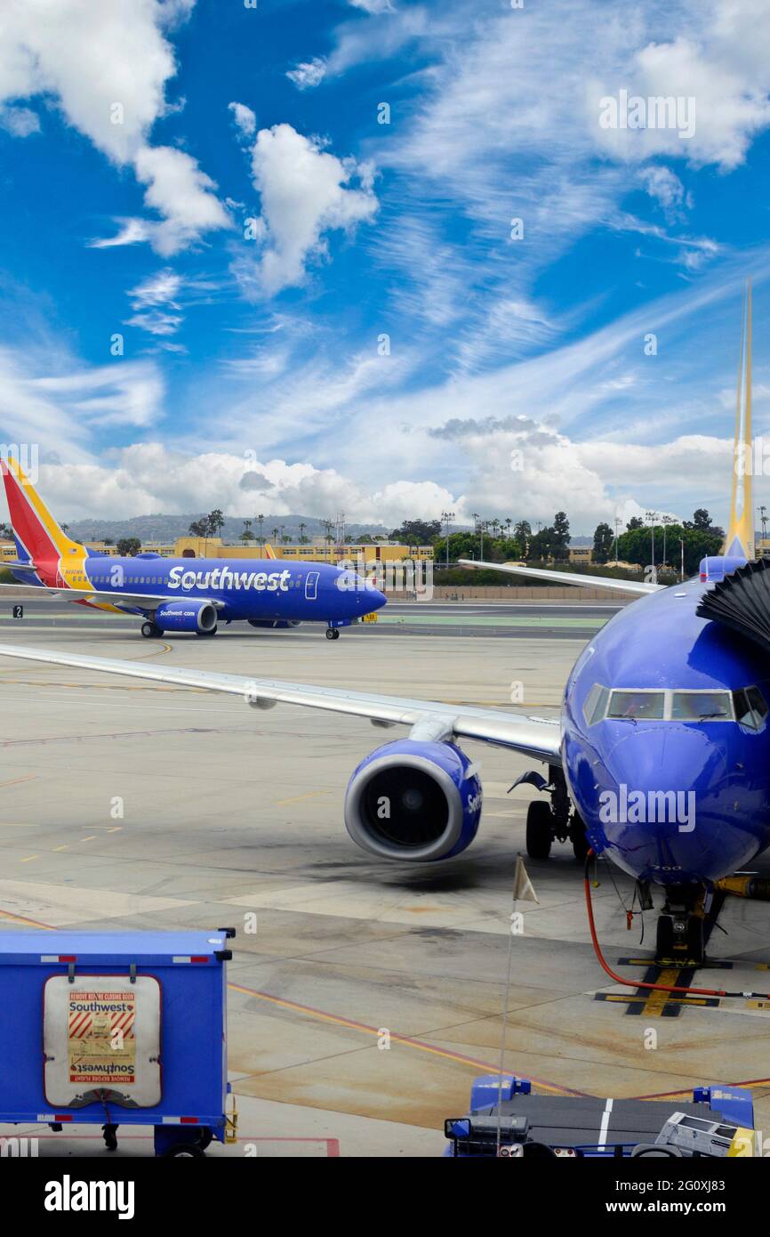 Southwest Airlines Boeing 737 at the gate readying for departure from ...