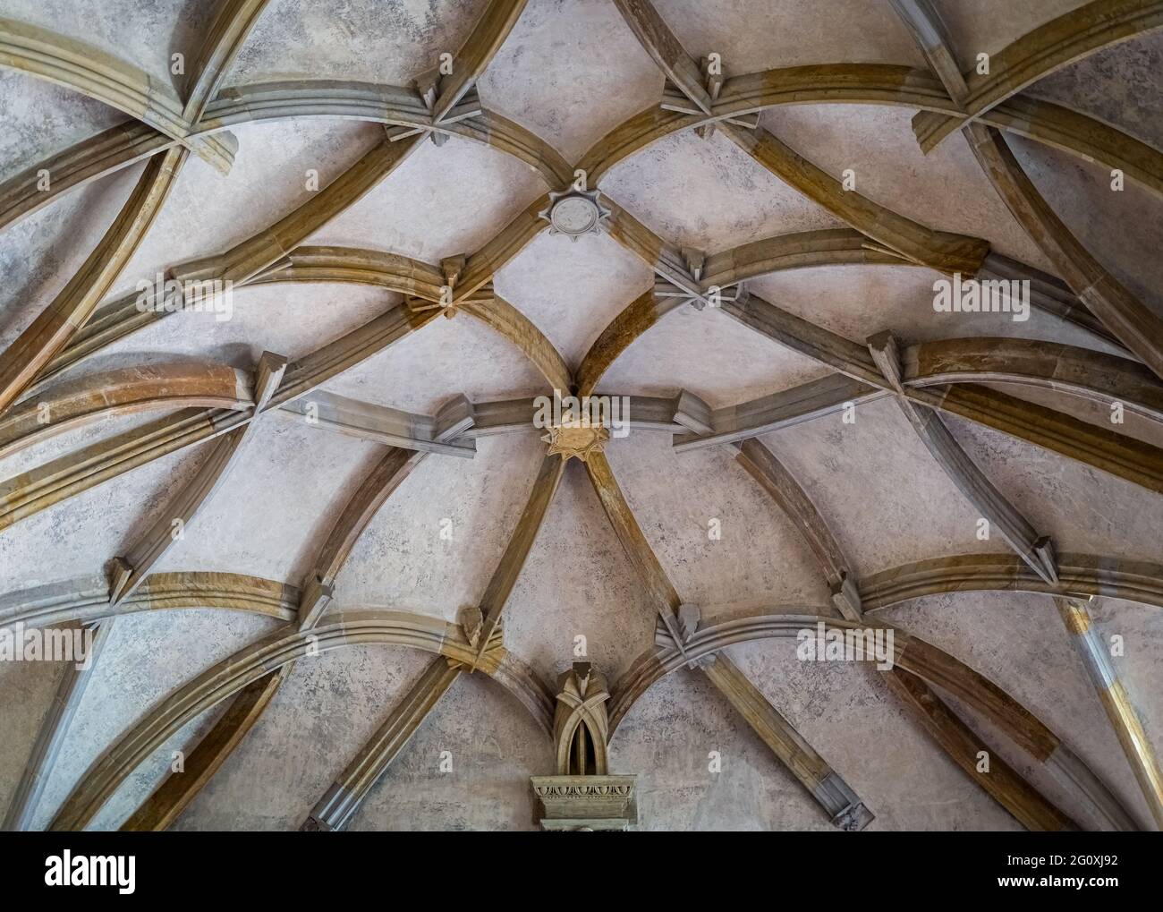 Ceiling design and decoration in the Old Royal Palace in the Prague ...