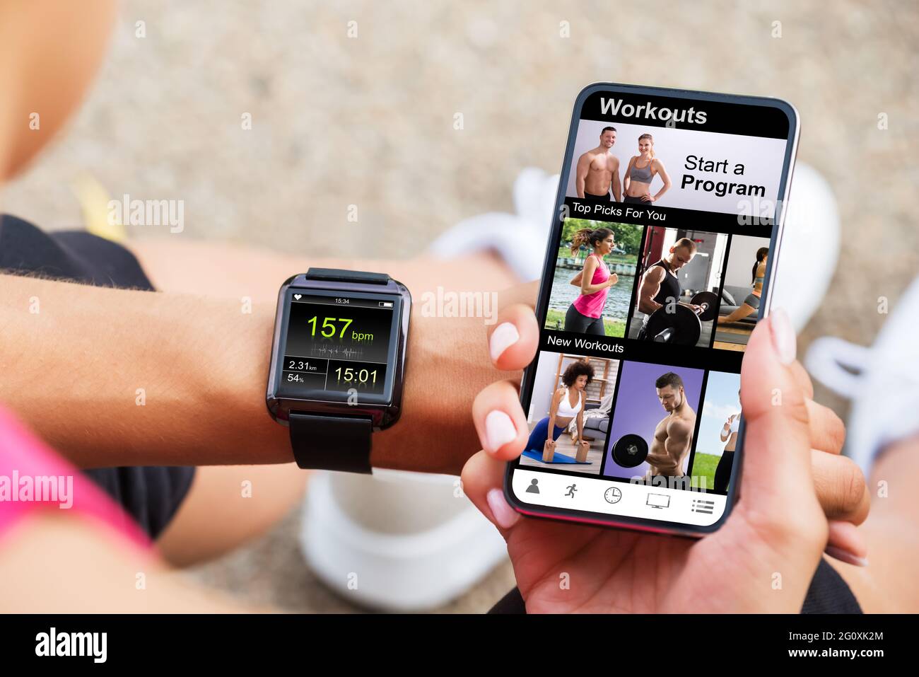 Internet Sport Mobile Phone App. Fitness Exercise Technology Stock ...