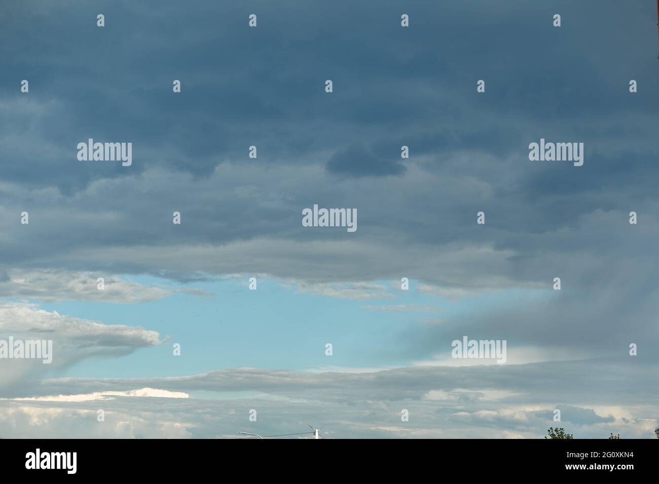Blue sky rainy background. Natural texture after rain sky. Summer ...
