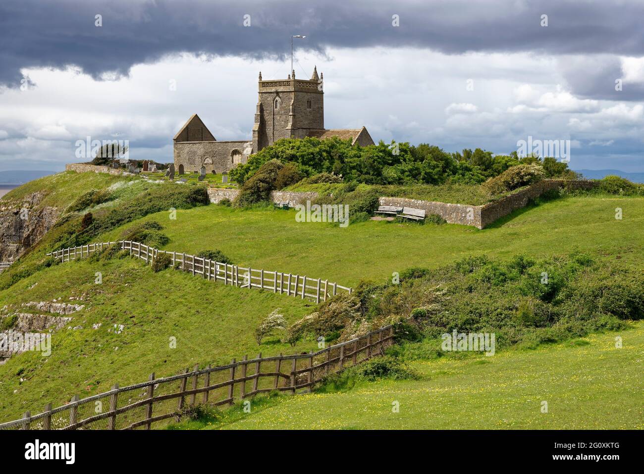 Storm clouds over St Nicholas Old Church, Uphill, Weston Super Mare ...