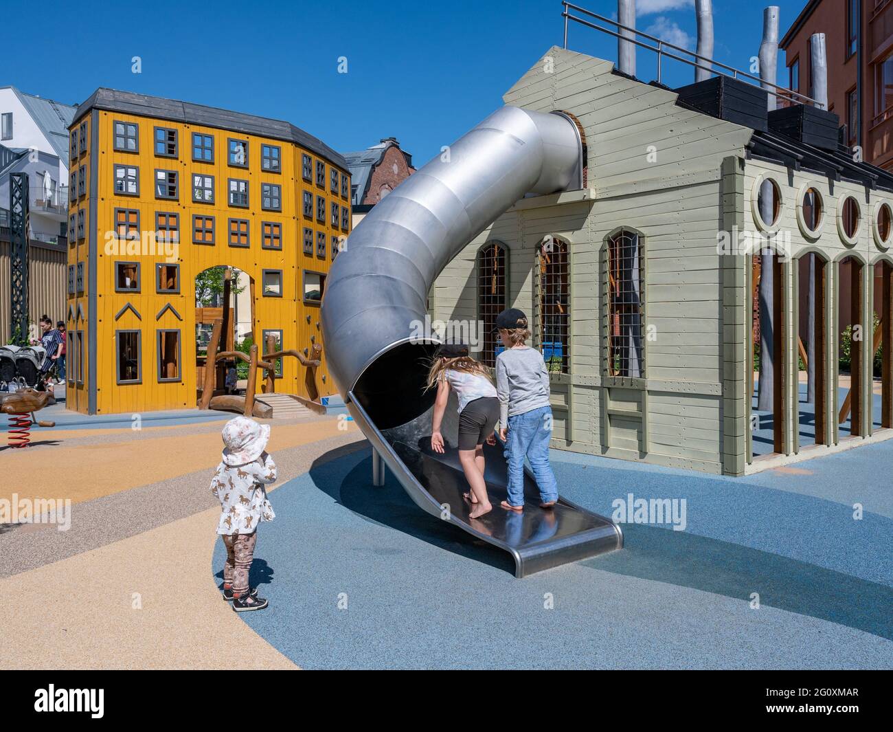 Sunny day in Mjölnarerparken or “Miller’s park”, a playground in ...