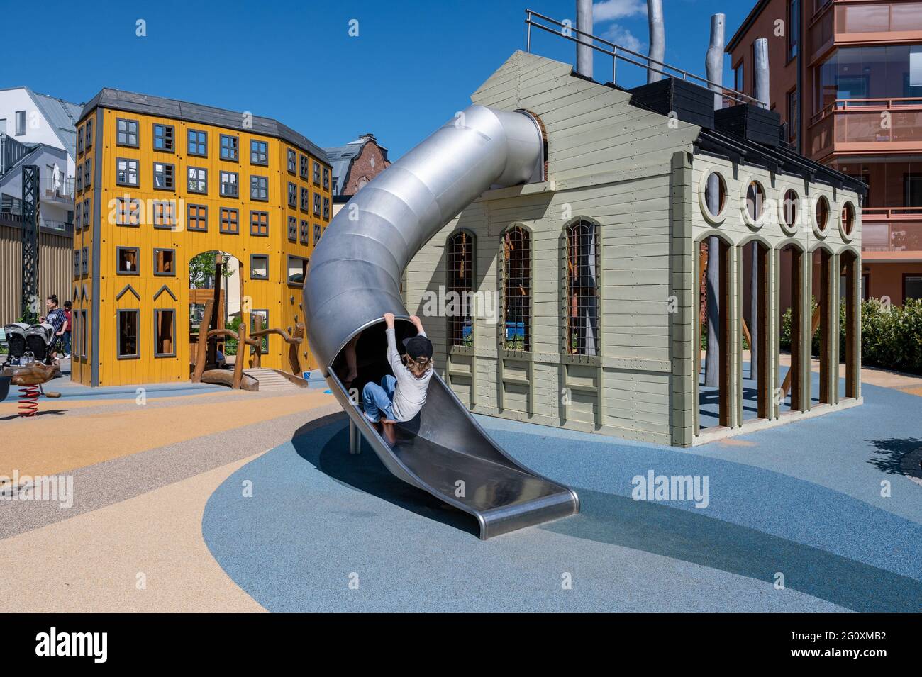 Sunny day in Mjölnarerparken or “Miller’s park”, a playground in ...