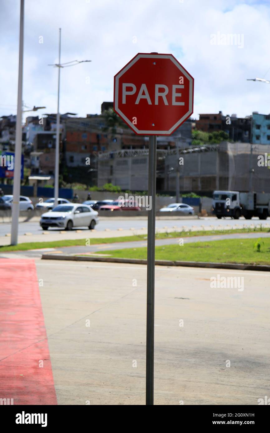 salvador, bahia, brazil - may 26, 2021: traffic signs with mandatory ...