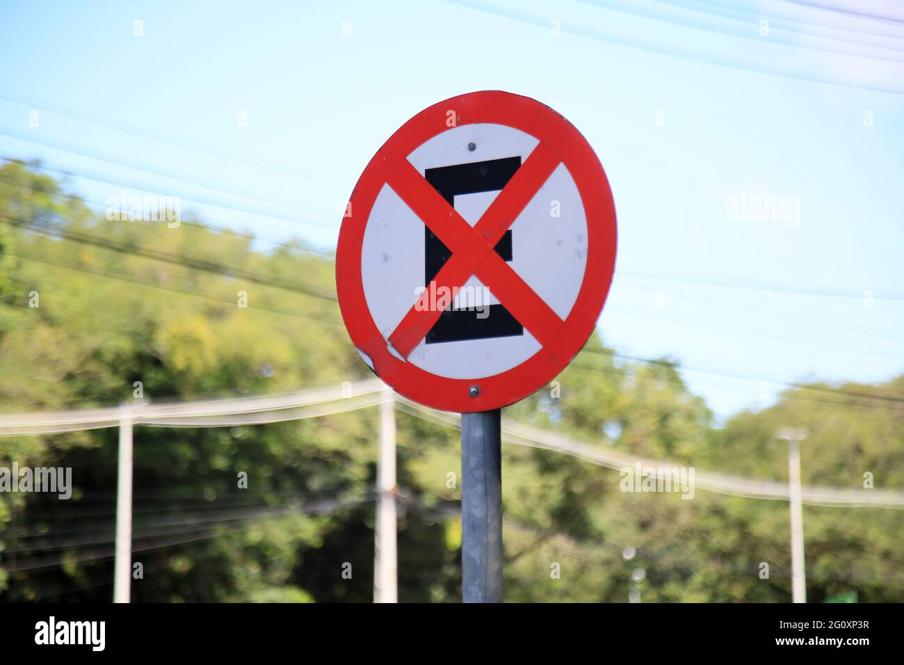salvador, bahia, brazil - may 26, 2021: traffic signs with a prohibited ...