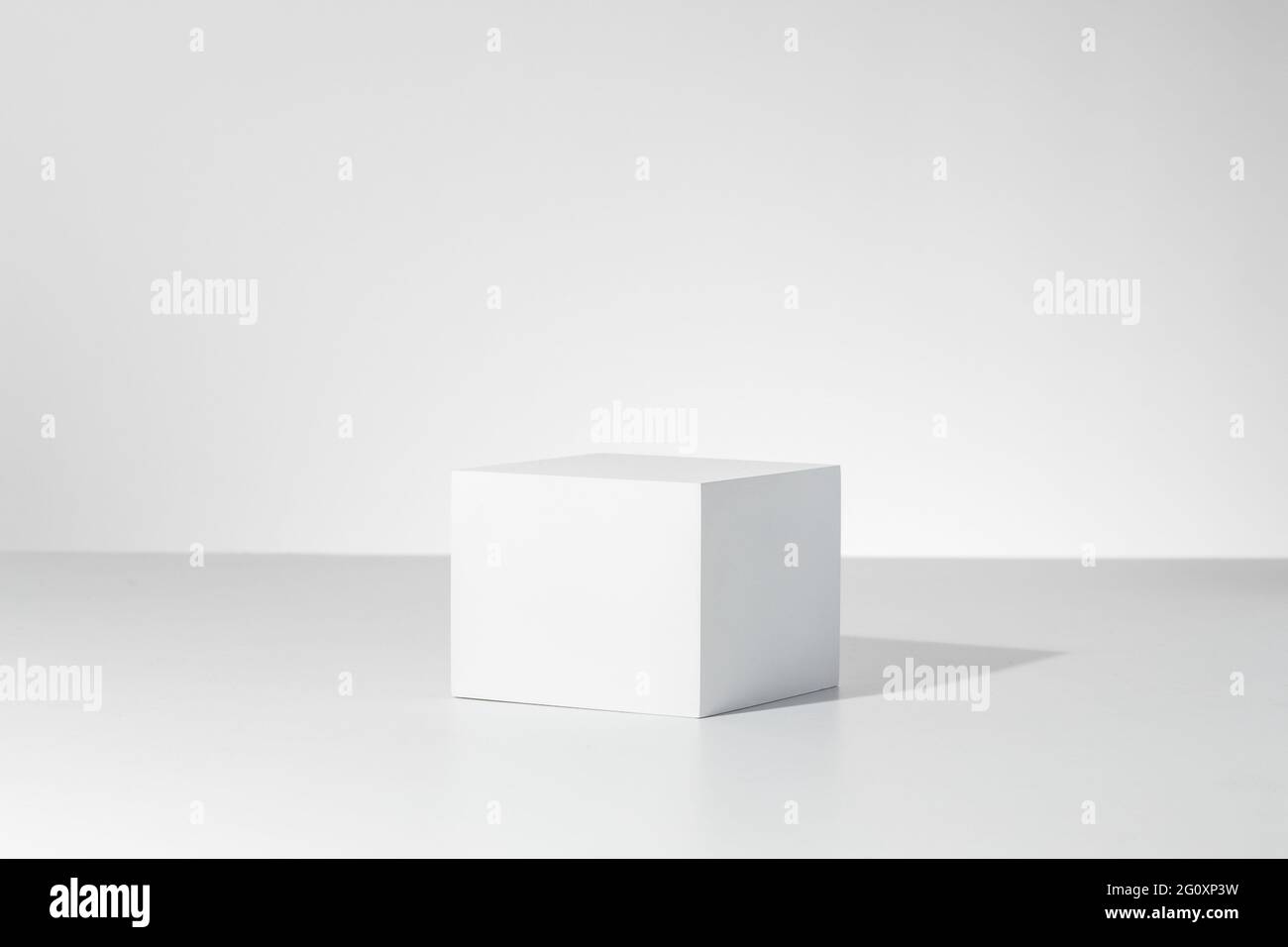 3D rendering illustration of a white cube on a gray background Stock ...