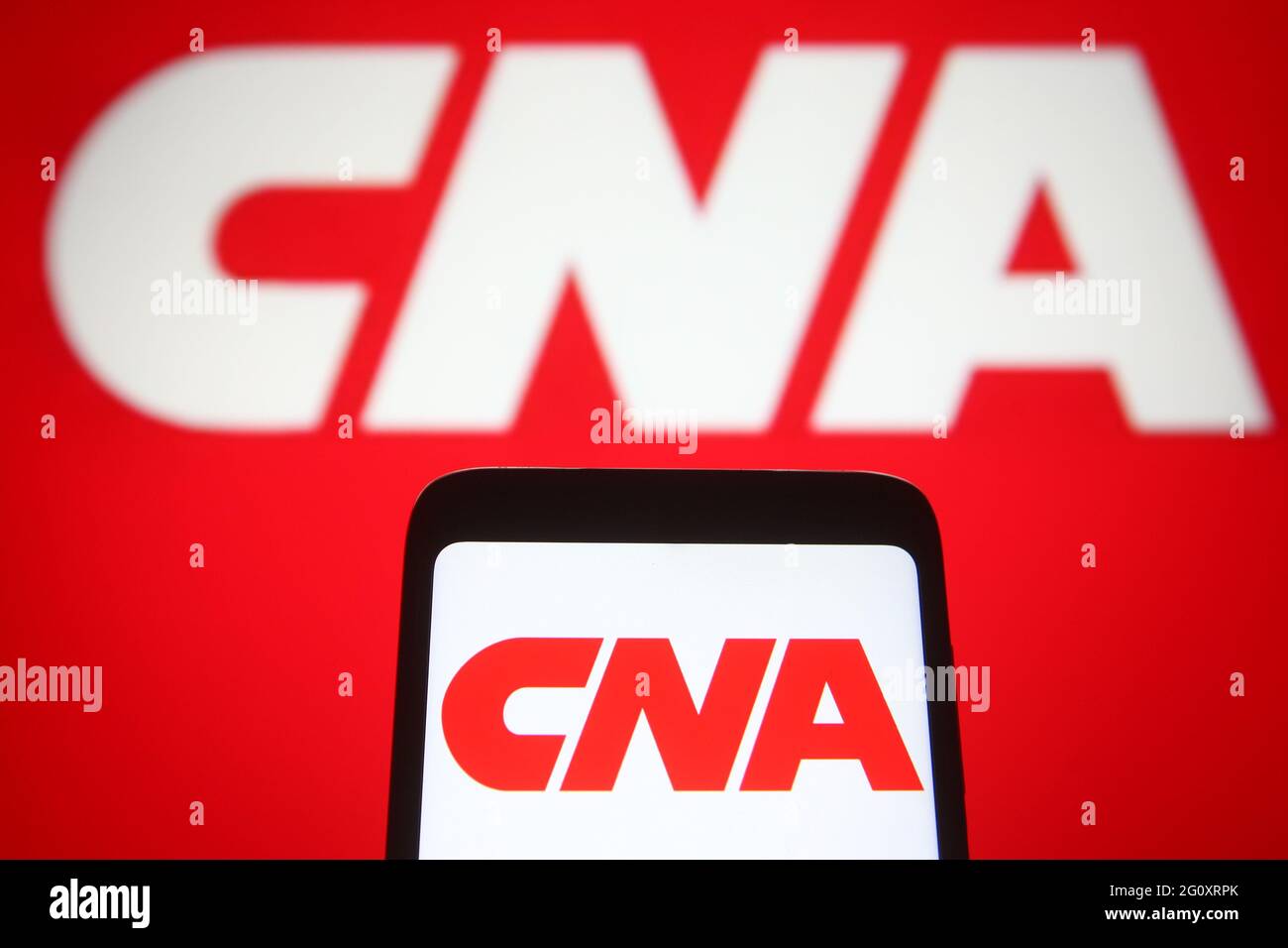 In this photo illustration, a CNA Financial Corporation logo is seen on ...