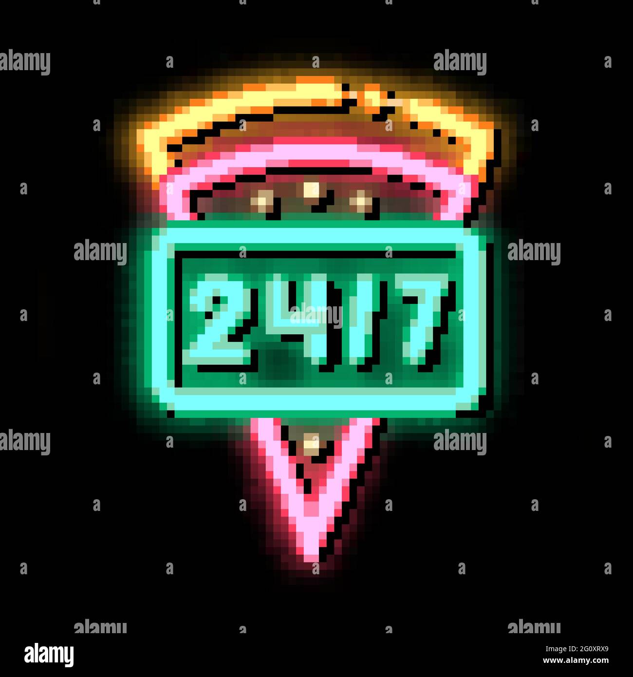 Round Clock Pizza neon glow icon illustration Stock Vector Image & Art ...