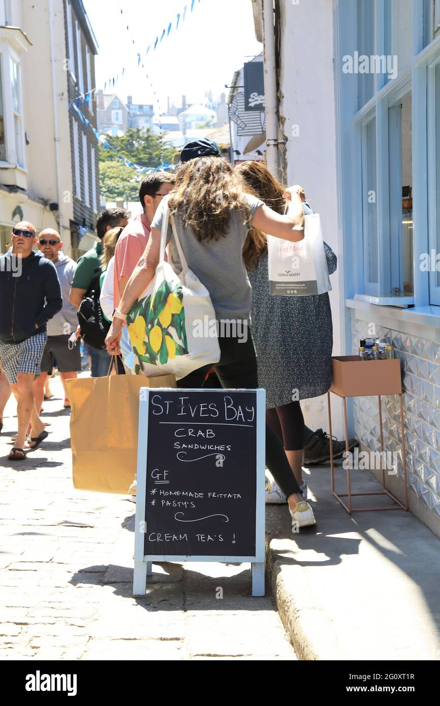 The Yellow Canary cafe on Fore Street in St Ives, selling traditional ...