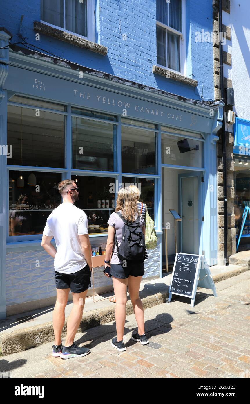 The Yellow Canary cafe on Fore Street in St Ives, selling traditional ...
