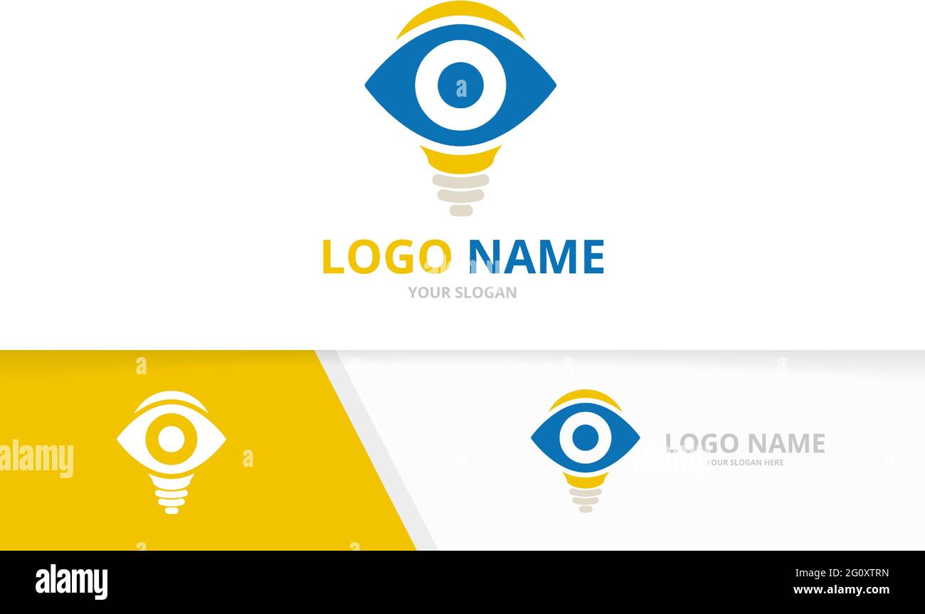 Vector eye and lamp logo combination. Unique idea vision logotype ...