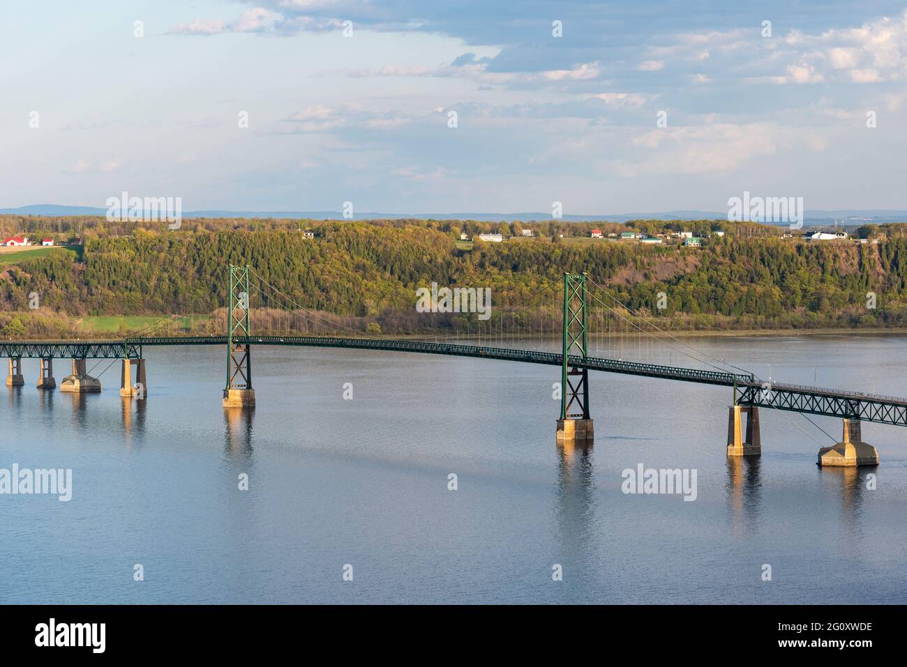 The bridge (le pont de l'ile) above the St Lawrence river between the ...