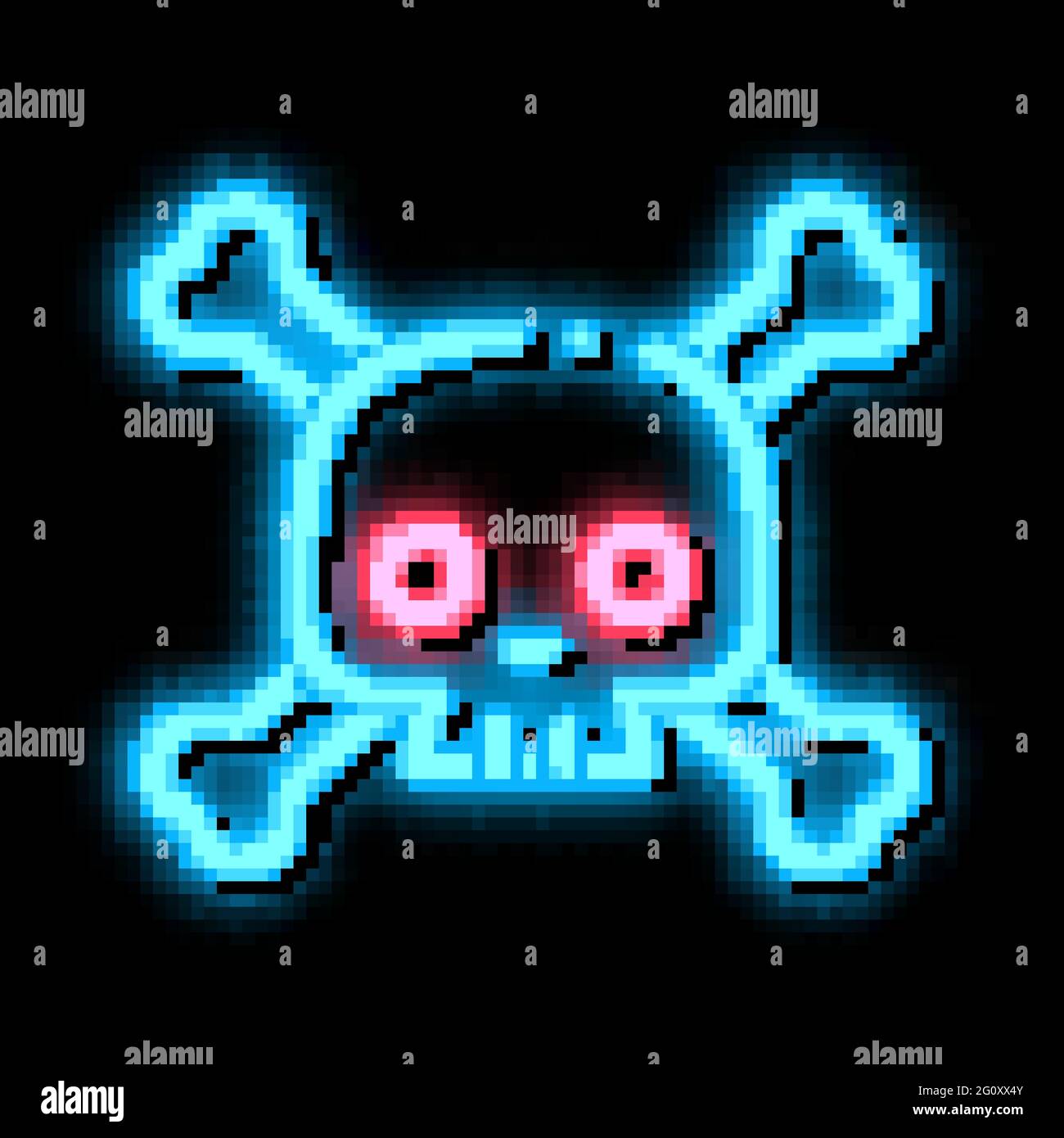 Cross Bones Skull neon glow icon illustration Stock Vector Image & Art ...