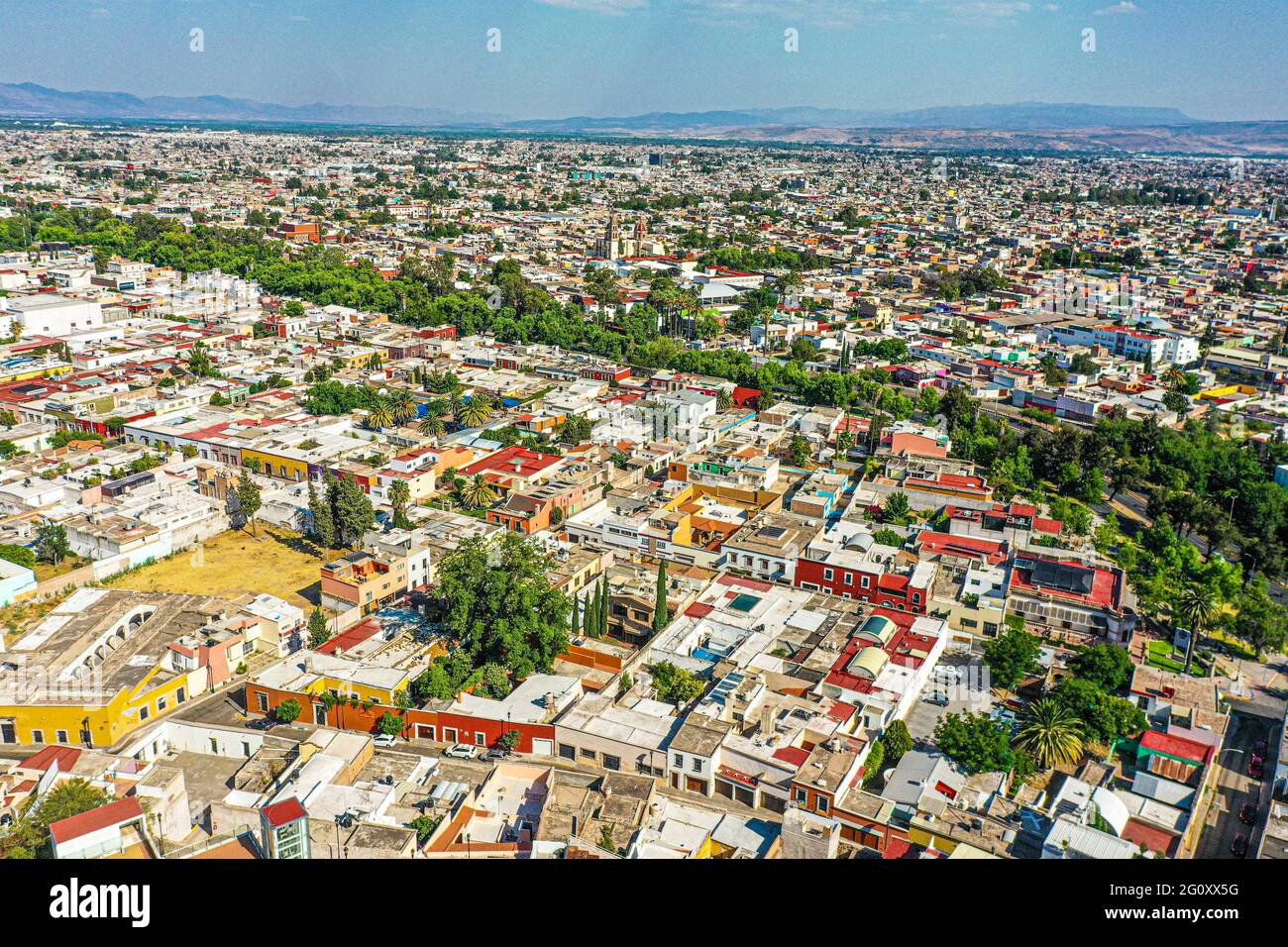 Aerial landscape or aerial view of the city of Victoria de Durango in ...