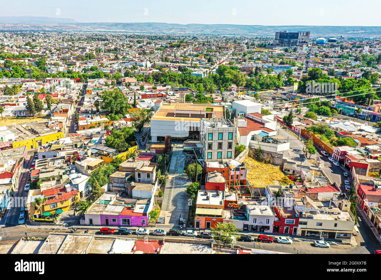 Aerial landscape or aerial view of the city of Victoria de Durango in ...