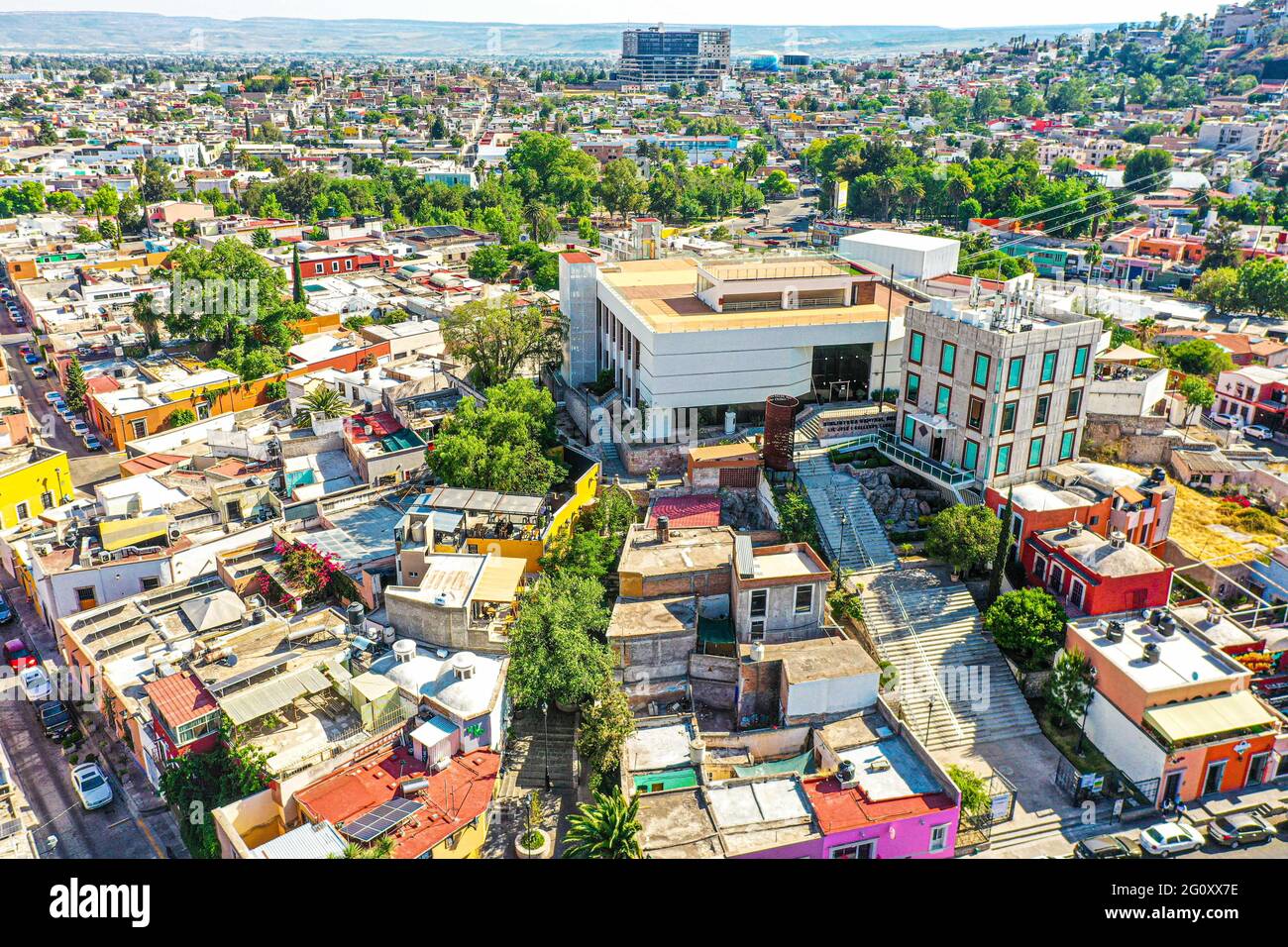 Aerial landscape or aerial view of the city of Victoria de Durango in ...